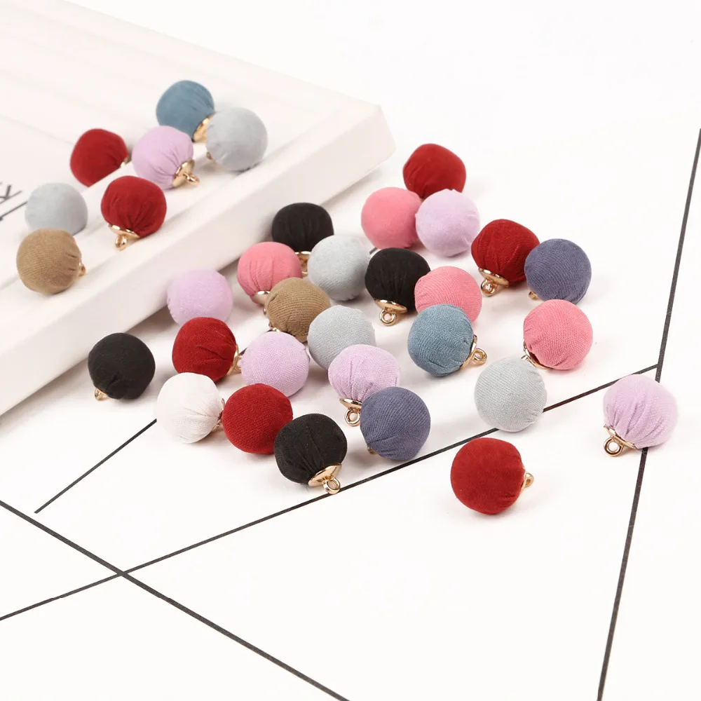 13mm Textile Cloth Circular Pierced Buttons Colorful Beads Korean Diy ...