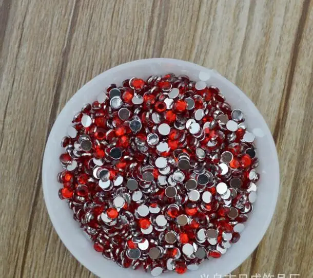 10000pcs/lot 1.5mm Red Color Acrylic Flat Back Rhinestones Acrylic ...
