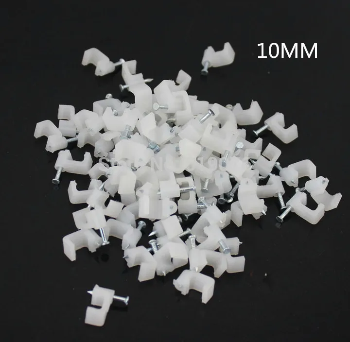 FREE SHIPPING 100X 10MM square Cable Wire Wall Hanging Screw Clips ...