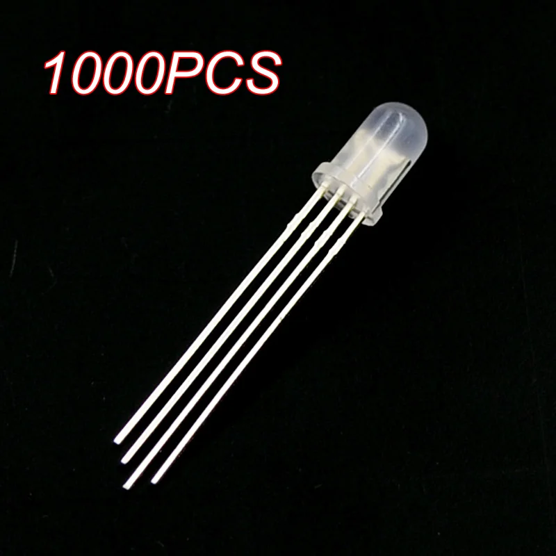1000pcs/lot 5mm RGB LED Common Anode 4 Pins Tri Color Emitting Diodes ...
