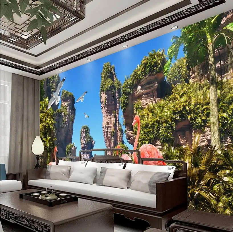 Custom 3d Wallpaper Murals Seaside Tropical Plants Wallpaper For Walls ...