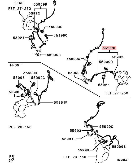 ABS Датчик задняя левая сторона для Mitsubishi Delica Outlander Lancer ...