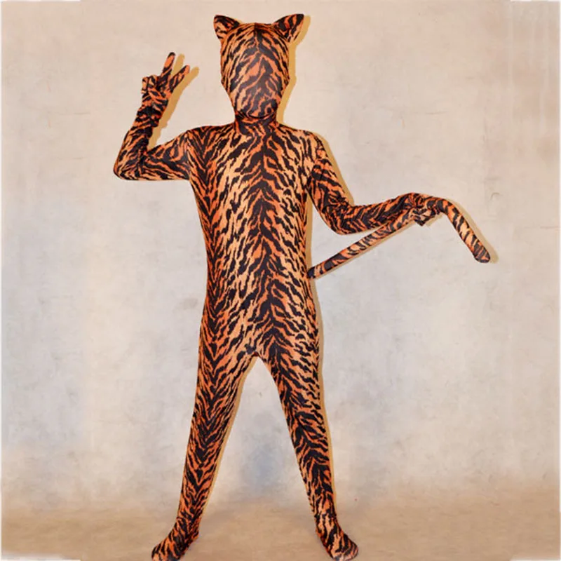 Brand New 2016 Tiger Stripe Chirldren Full Body Zentai Catsuit ...