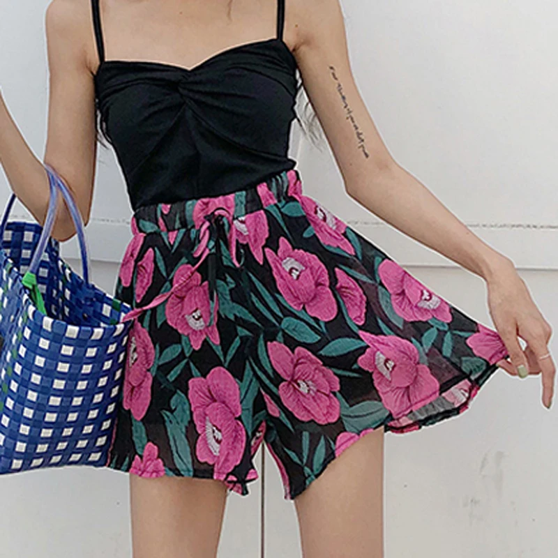 Flower Print Summer Shorts Women 2018 Elegant A line Chiffon Shorts ...