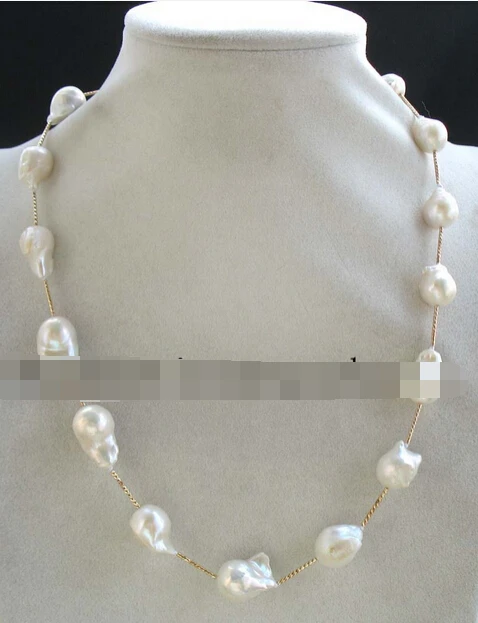 N1823 Freshwater Pearl White Reborn Keshi Necklace 21 Nature Necklace