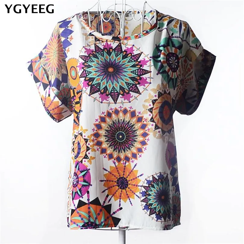 YGYEEG Blusa de gasa con estampado de girasoles y pájaros para mujer, camisa a rayas a cuadros ...