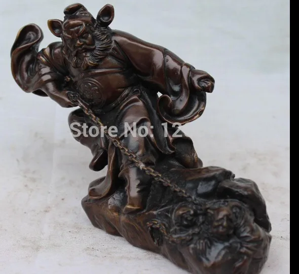 China Chinese Fengshui Bronze Zhong Kui ChungKuel God Catch demon Devil ...