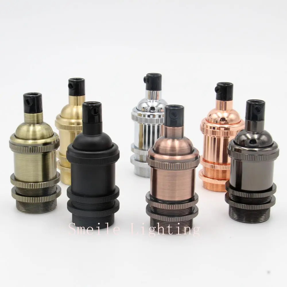 110 250V CE Brass Lamp Socket E14 Vintage Screw Bulb Lamp Base ...