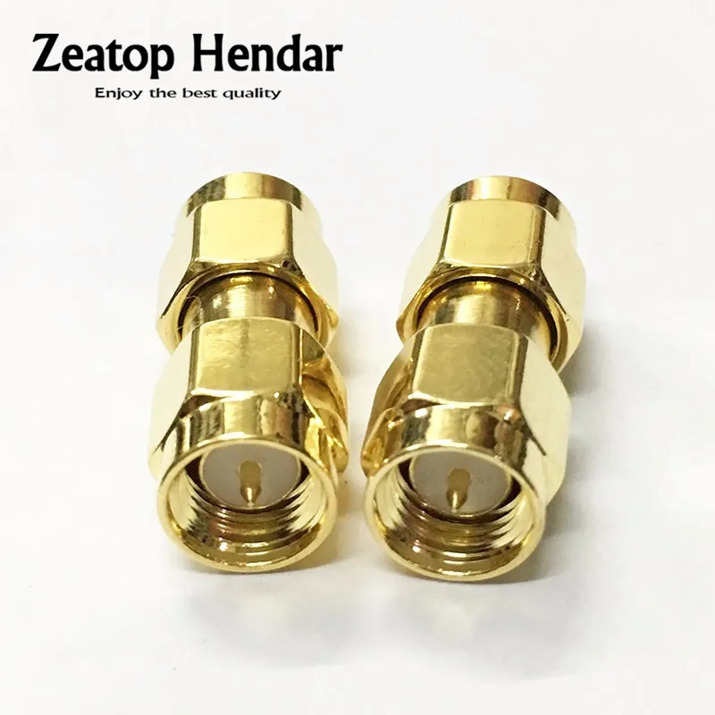 50Pcs Gold Tone Copper SMA Male to SMA Male Plug In Series RF Coaxial ...