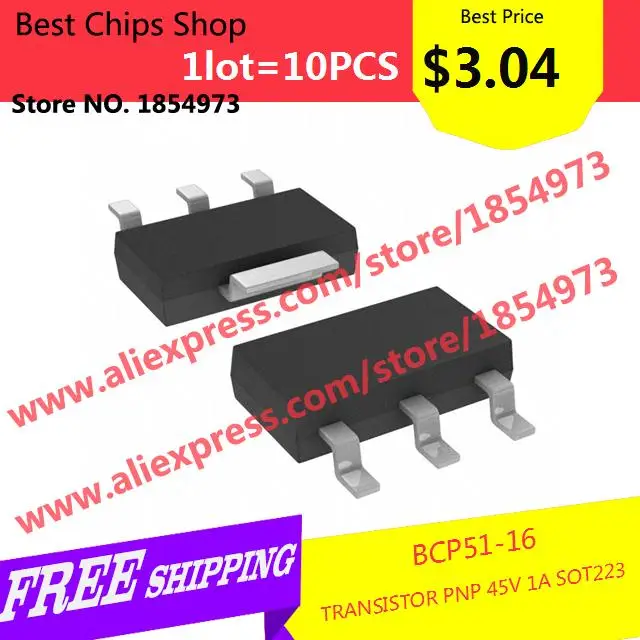 10 Pcs = $ 3.04 Bcp51-16 Regulador De Tensão, 115 Bcp51 Transistor Pnp ...