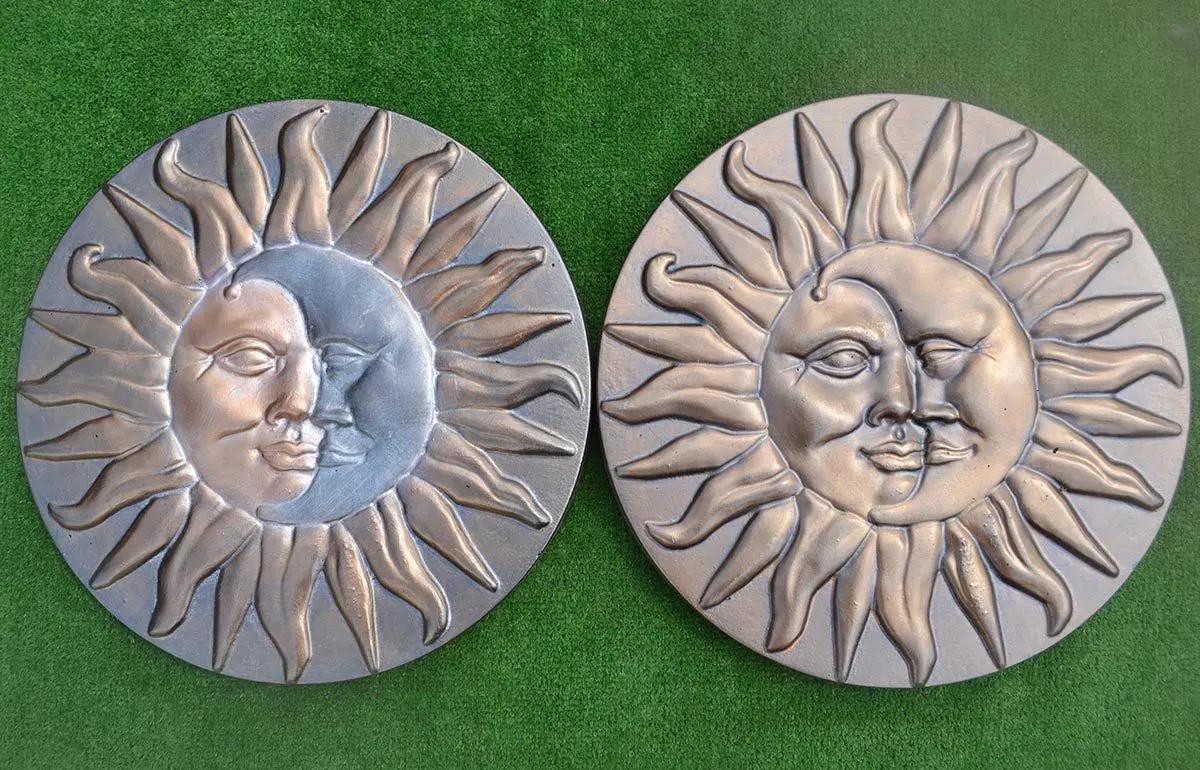 DAY AND NIGHT ROUND SUN & MOON CONCRETE PLASTER PLASTIC MOLDS STEPPING ...