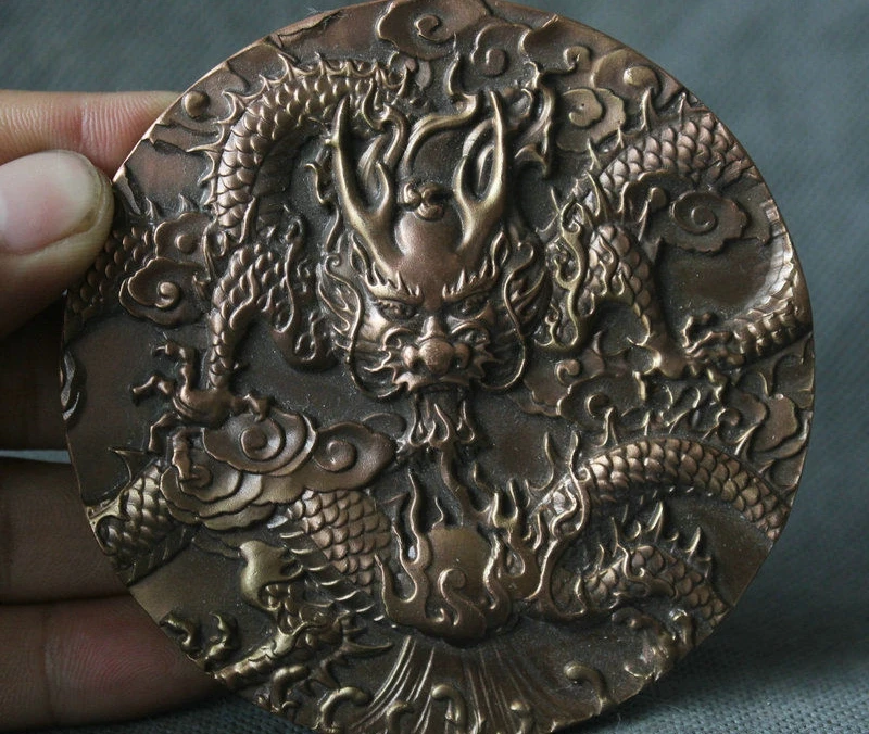 free shipping 9CM Collection Chinese Copper Dragon Cloud Dragon ...