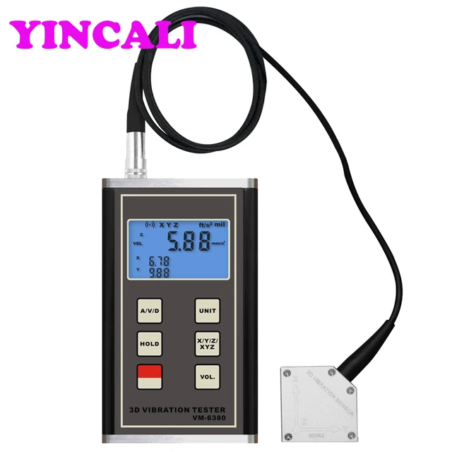 Multifunctional Digital Vibration Meter VM-6380 3-Axis Piezoelectric Accelerometer Sensor ...