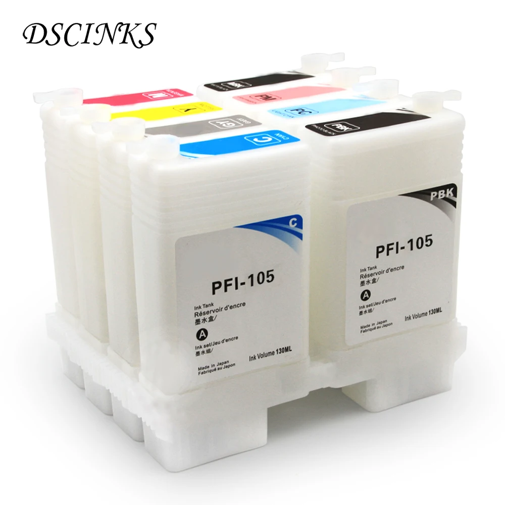 8 Pcs PFI 105 PFI 106 Refillable Ink Cartridge for Canon IPF6300S ...