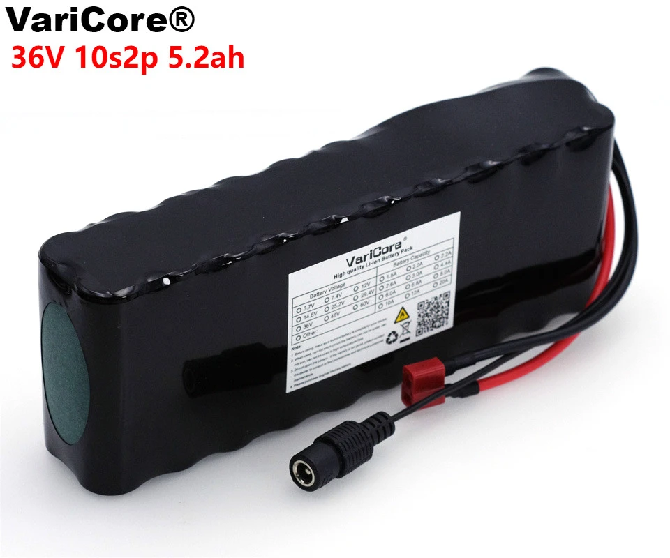 VariCore 36V 5.2Ah 10S2P 5200mAh 18650 충전식 배터리 팩, BMS 변형 자전거, 전기 자동차 ...
