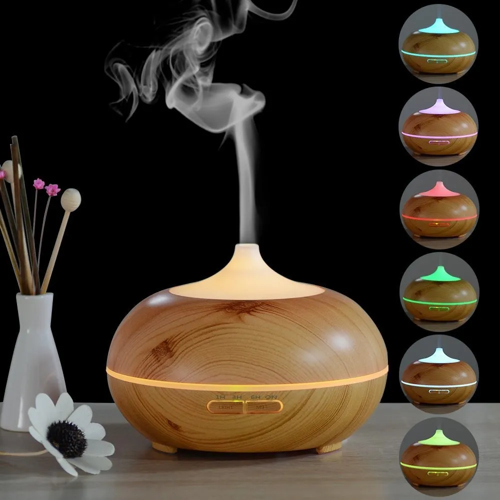 Houten 300 Ml Aroma Essentiële Olie Diffuser Met Multi Color