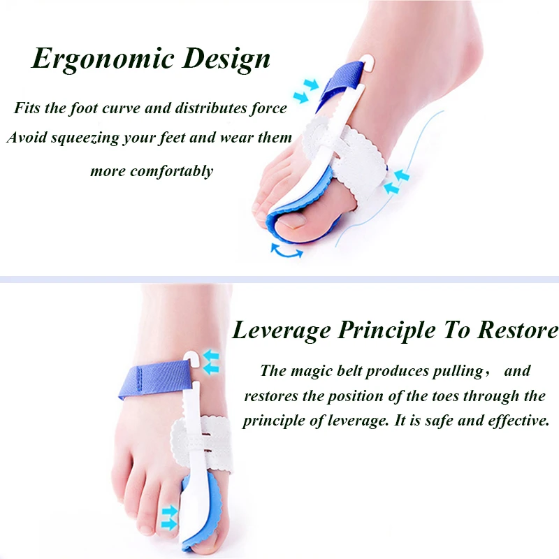 2Pcs Toe Straightener Hallux Valgus Correction Braces Toes Separator ...