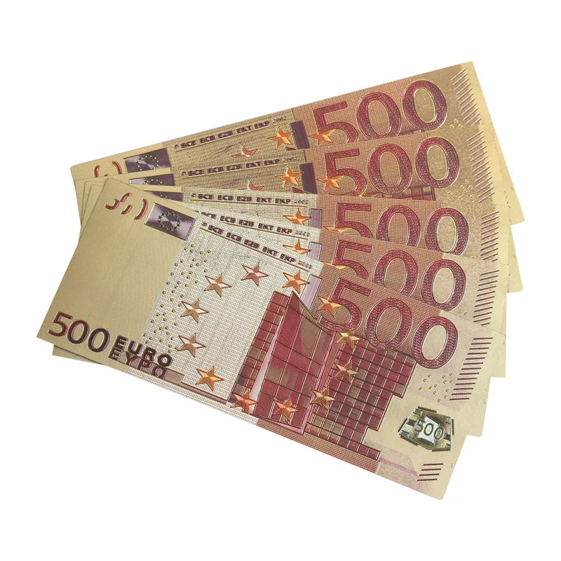 10pc 24k Gold Banknotes Foil Euro 500 Bills European Union Paper Fake ...