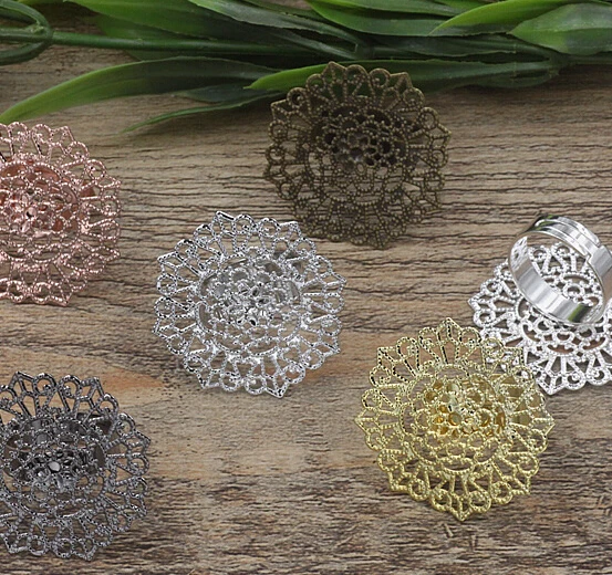 50set--32mm Pad Filigree Wrap Adjustable Ring For Jewelry Findings ...