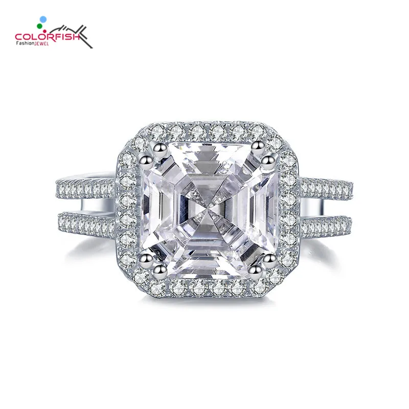 COLORFISH anillo de compromiso de lujo de 5 quilates para mujer, de ...