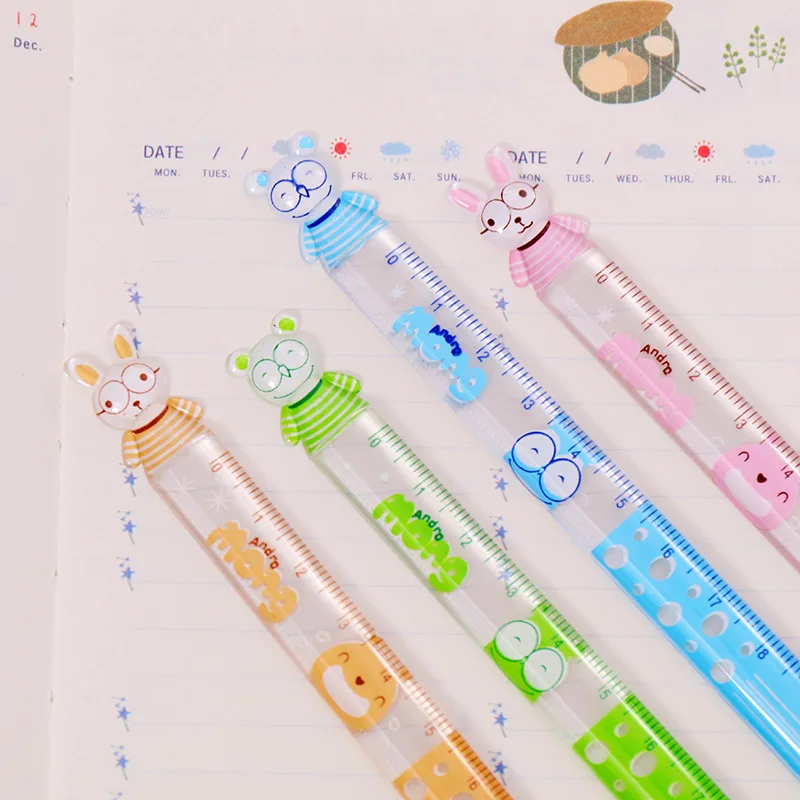 2pc Set Kawaii Stationery Cartoon Animal Ruler 12cm Lovely Glasses ...