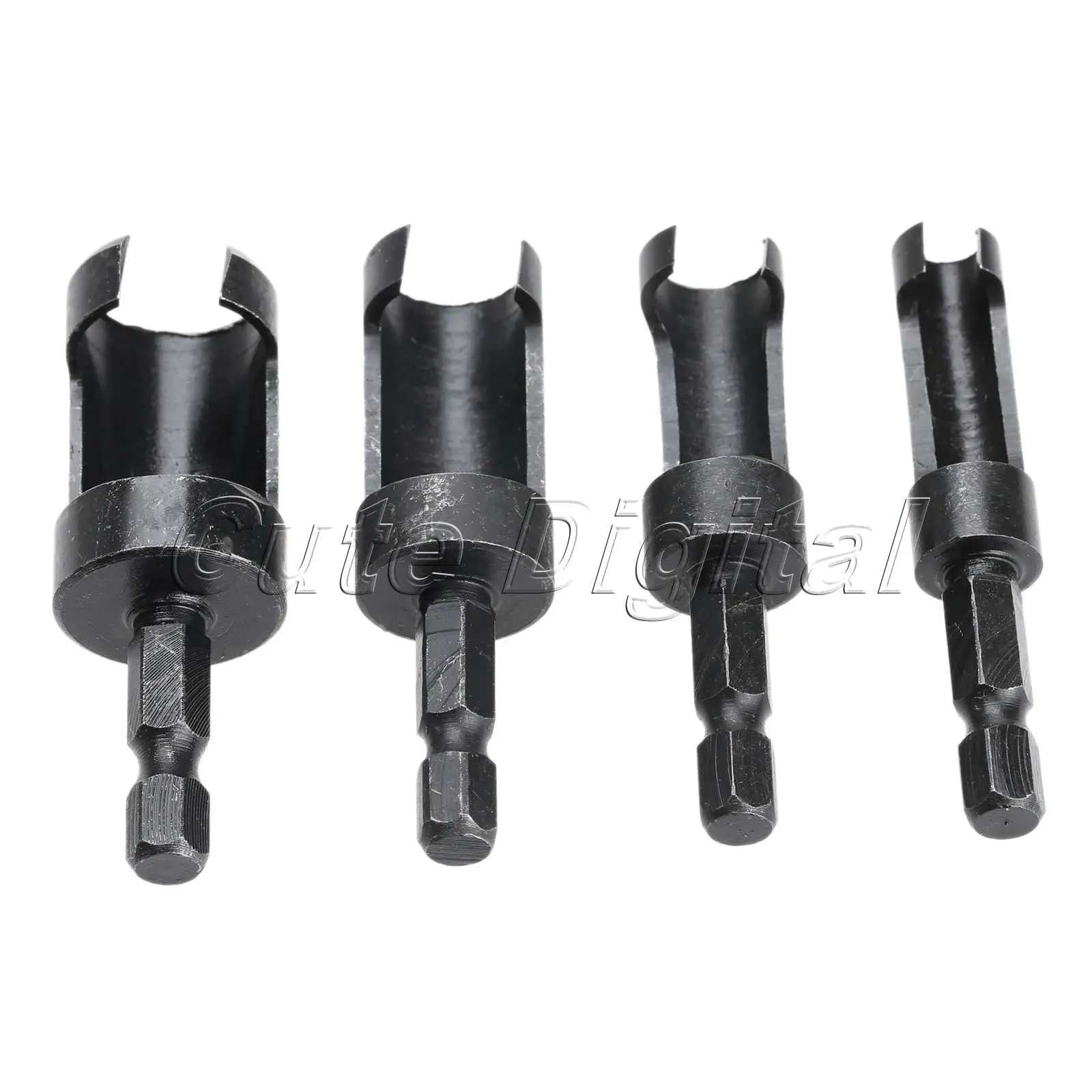 4pcs Carbon Steel Plug Cutter Drill Bit Set Carpentry Woodworking Plug ... 4pcs Carbon Steel Plug Cutter Drill Bit Set Carpentry Woodworking Plug ...
