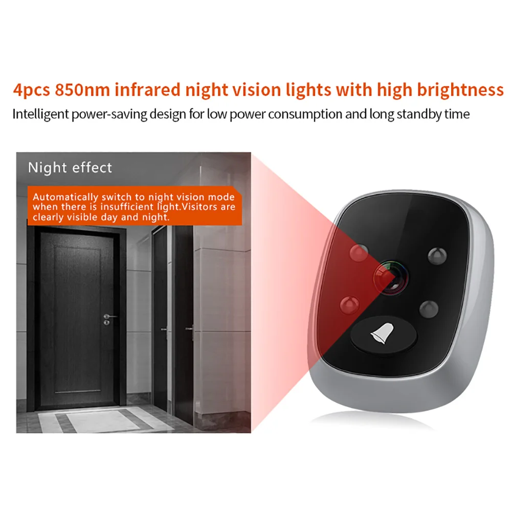 Electronic Door Bell Viewer 3.5 Inch LCD Screen IR Night Door Peephole ...