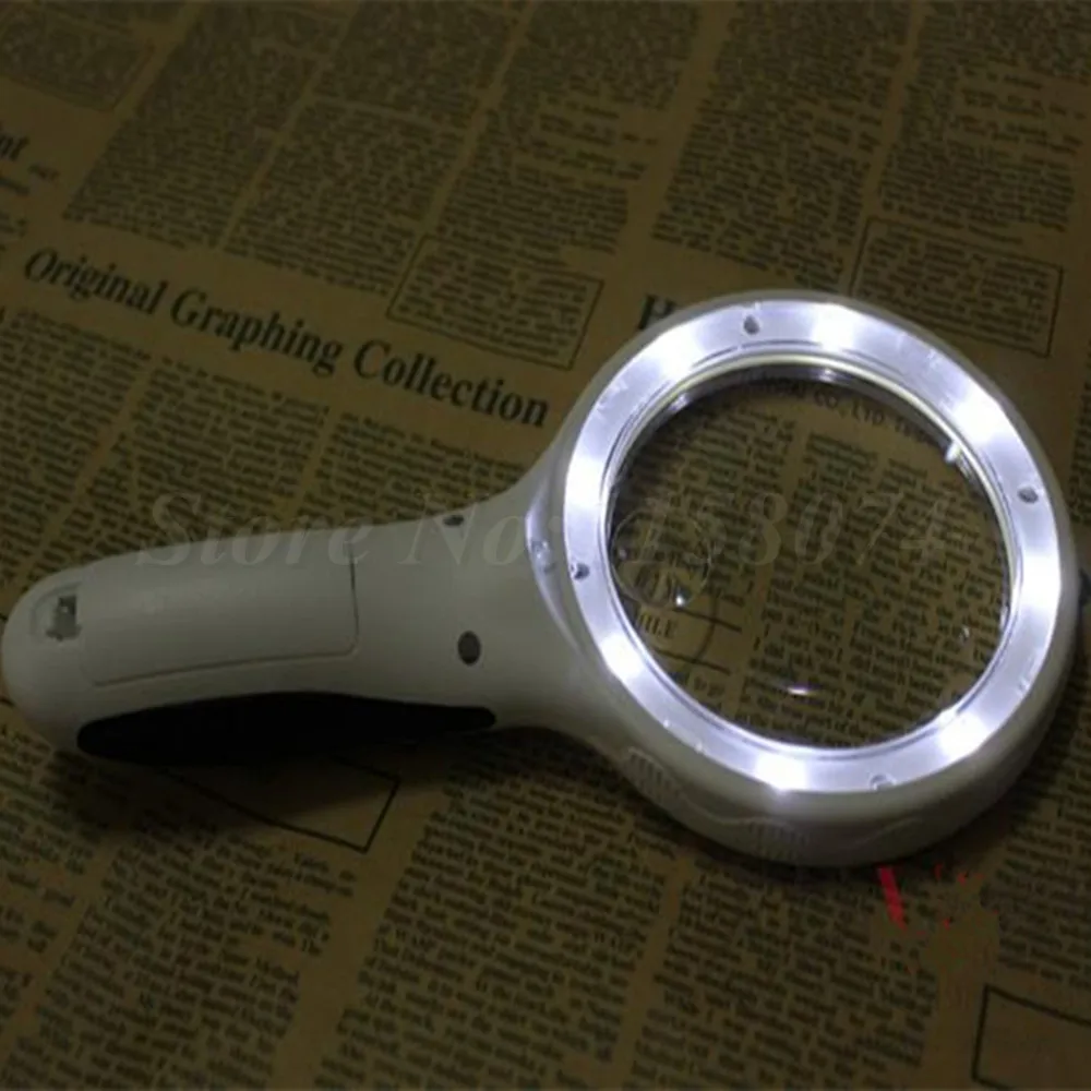 3x 8x 8led Light Handheld Magnifier Reading Map Newspaper Magnifying ...