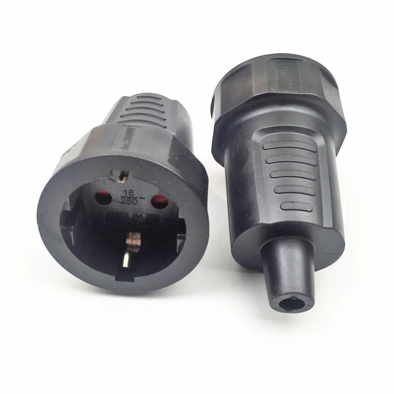 Black 16A 250V PVC shell wiring assembly outlet connet European ...