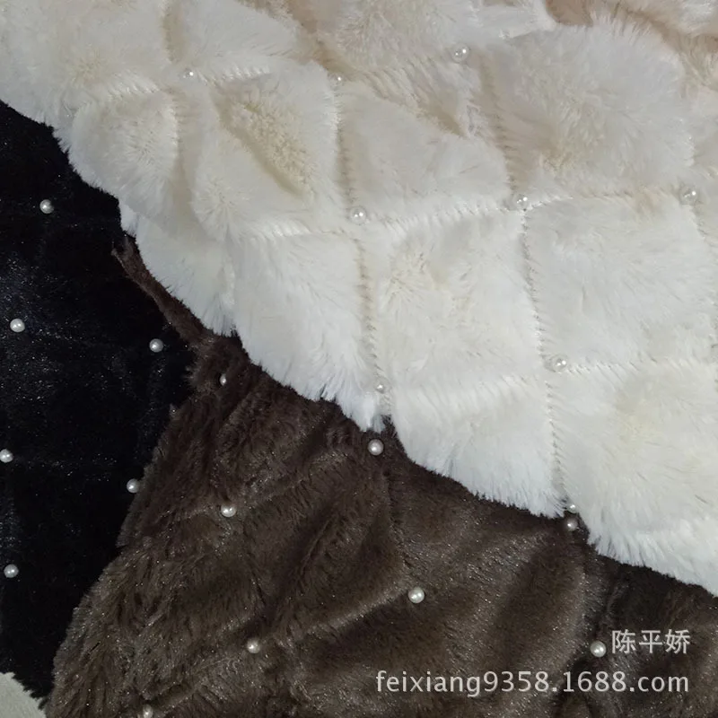 Tela de felpa hecha a mano de punto con perlas terciopelo PV 1cm moda ...