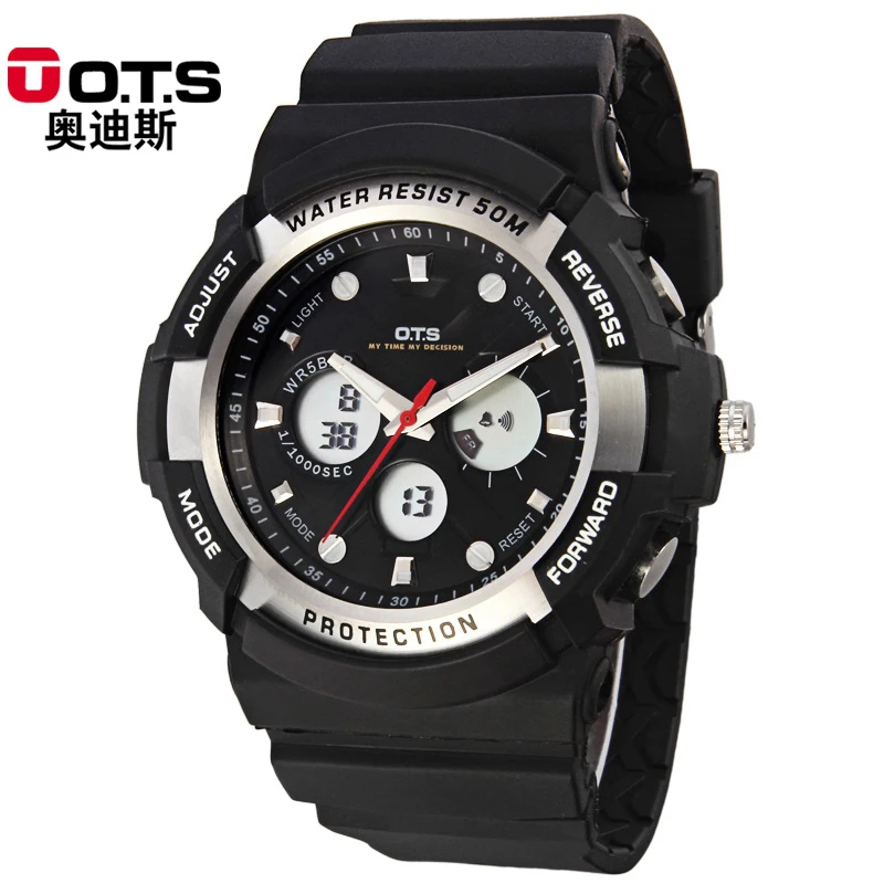 men sports watches ots led teenage waterproof dual display electronic ...