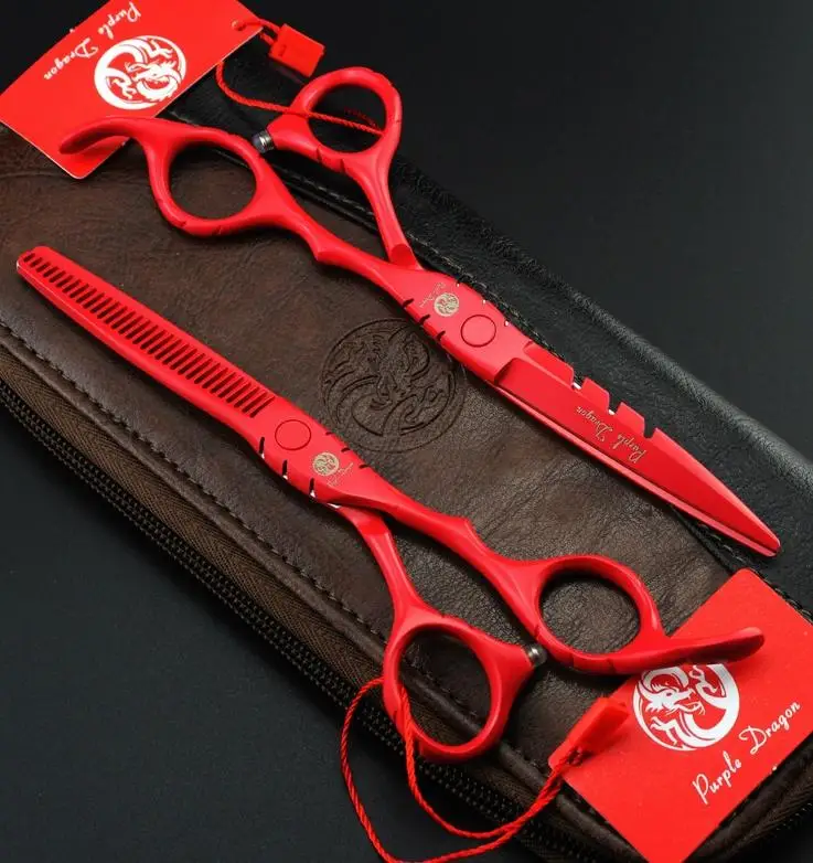 Purple Dragon 6 inch hair scissors HI Q,red paint professional barber ...