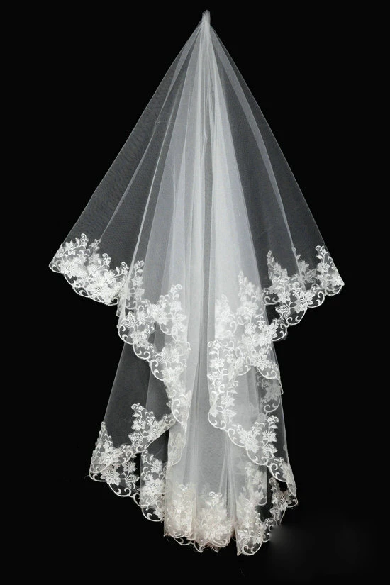 Moda Simple barato velo de novia blanco de los Appliques uno capa de la ...