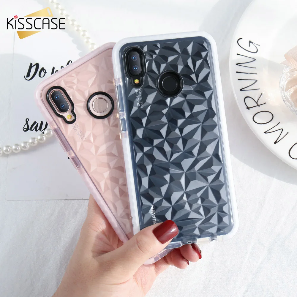 KISSCASE Luxury Phone Case For Huawei P20 Lite P20 Pro P20 Diamond Pattern Silicone Mobile Phone ...