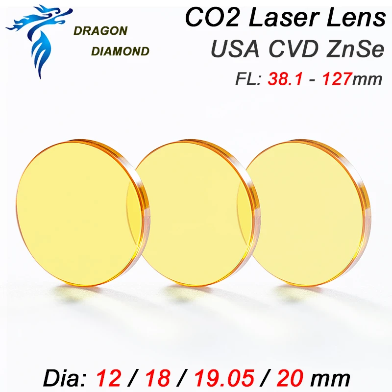 USA ZnSe Co2 Laser Lens 12mm Dia 38.1mm 50.8mm 63.5mm 1.5 2 2.5 inch ...