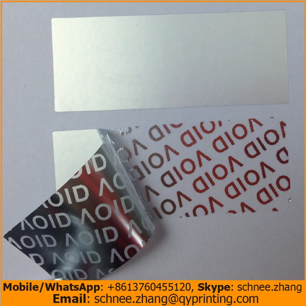 100pcs Free shipping wholesale silver PET VOID OPEN stickers aluminium ...