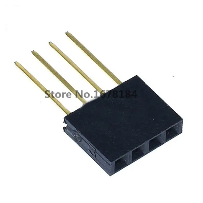 50PCS 4 PIN Single Row Straight FEMALE PIN HEADER 2.54MM PITCH pin long ...