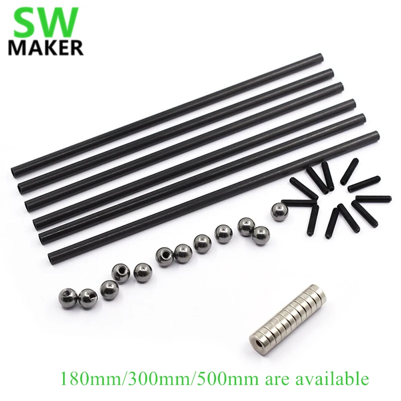 Kossel K800 delta 180mm/300mm/500mm carbon tube rod set 10mm dia metal ...