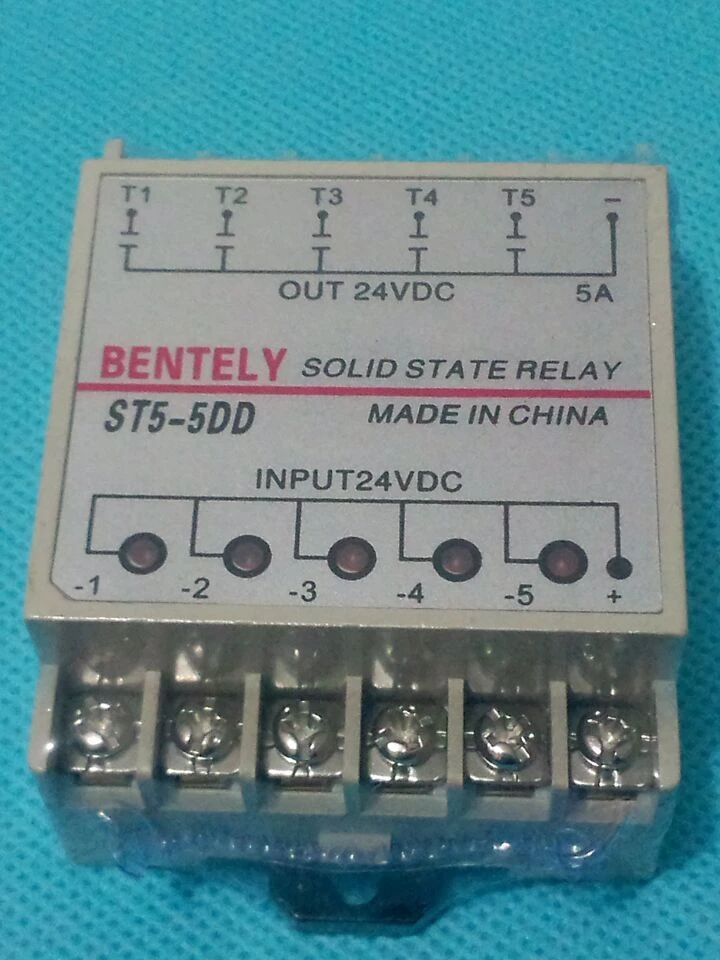 ST5-5DD Five 5 Phase Solid State Relay SSR 24V DC to 24V DC DIN Rail ...