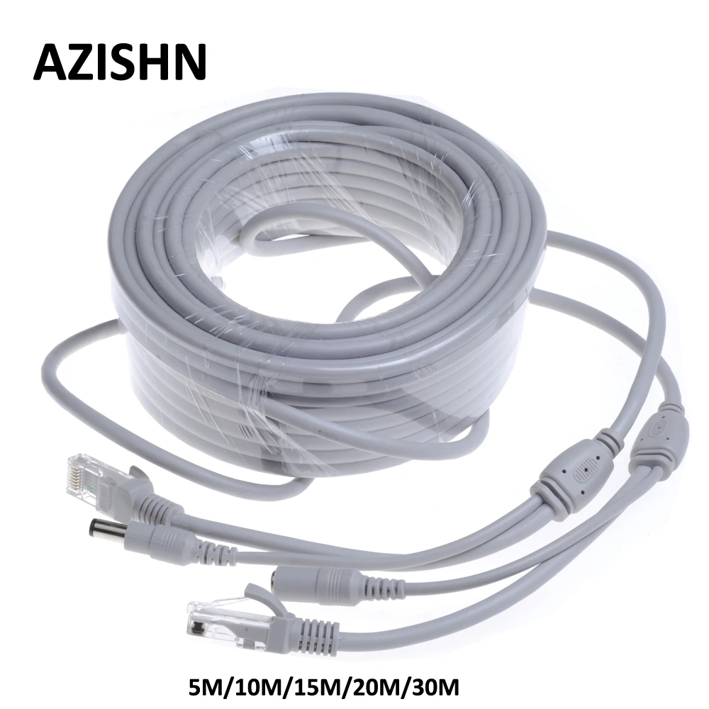Cctv Cat5/cat-5e 5m/10m/15m/20m/30m Ethernet Cable Rj45 + Dc Power Cctv ...