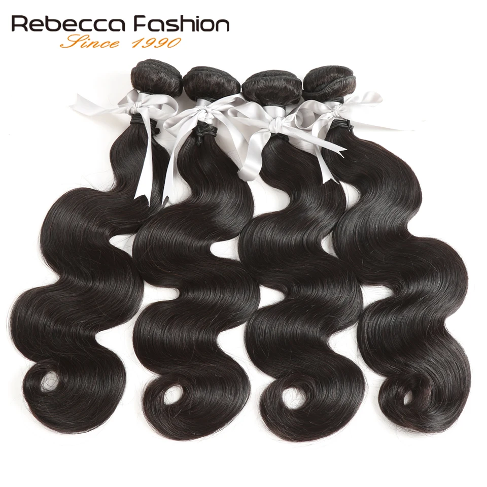 Rebecca Malaysian Body Wave 4 Bundles Deal 10 to 26 Inch Non Remy Body ...