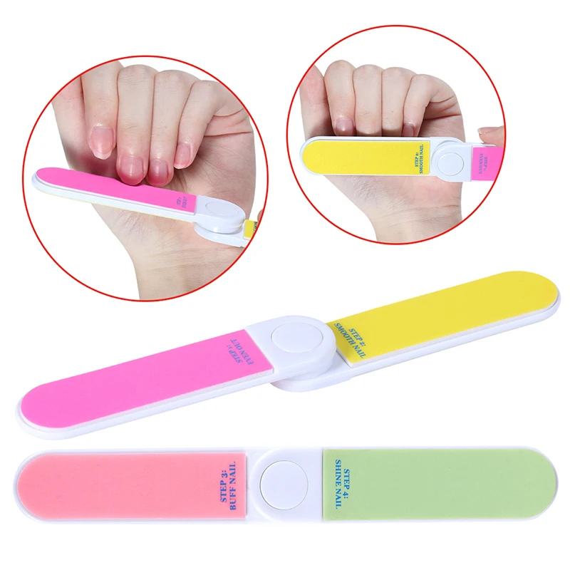Hnm 1pcs 4 Ways Nail File Buffer Foldable Nail Art Buffer Files Manicure Tool Nail Sanding Files