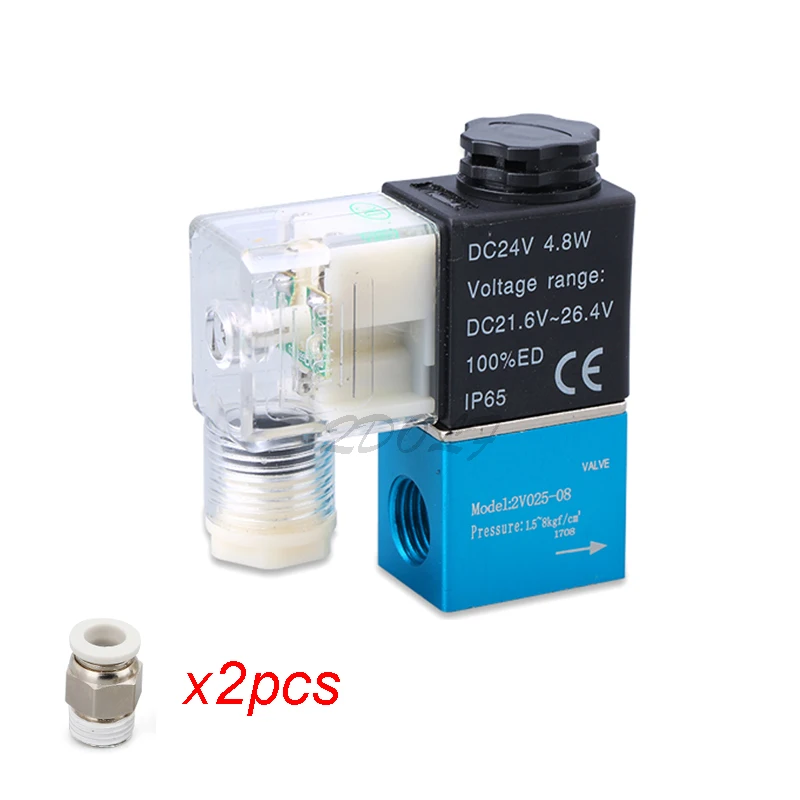 2V025 08 Series Mini Aluminum 2 Way Pneumatic Valves Two Position Two ...