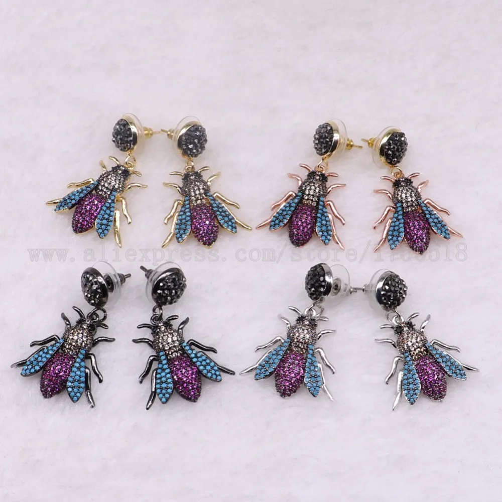 3 Pairs Fly Bugs Earrings Bee Earrings With Studs Gift For Lady Insect ...
