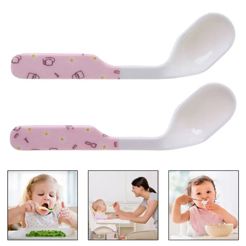 Baby Spoon Feeding Training Kids Infant Toddler Scoop Cutlery Tableware ...