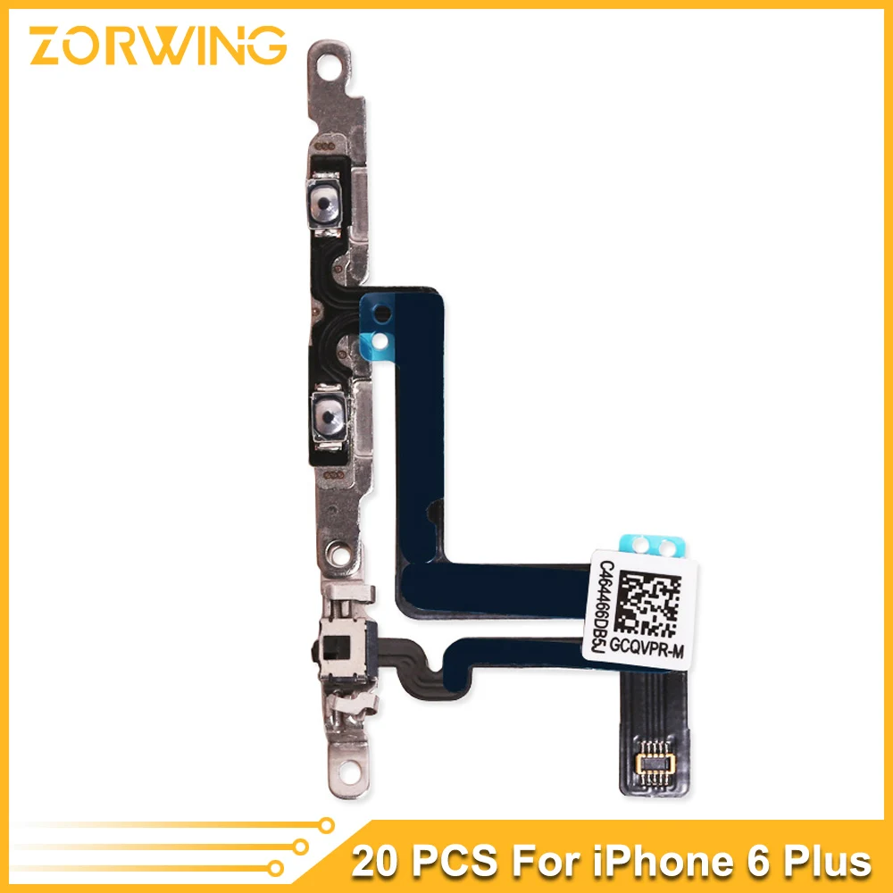 20pcs/lot for iPhone 6 plus 5.5'' Volume Flex Cable With Bracket Mute Switch Volume Button Flex ...