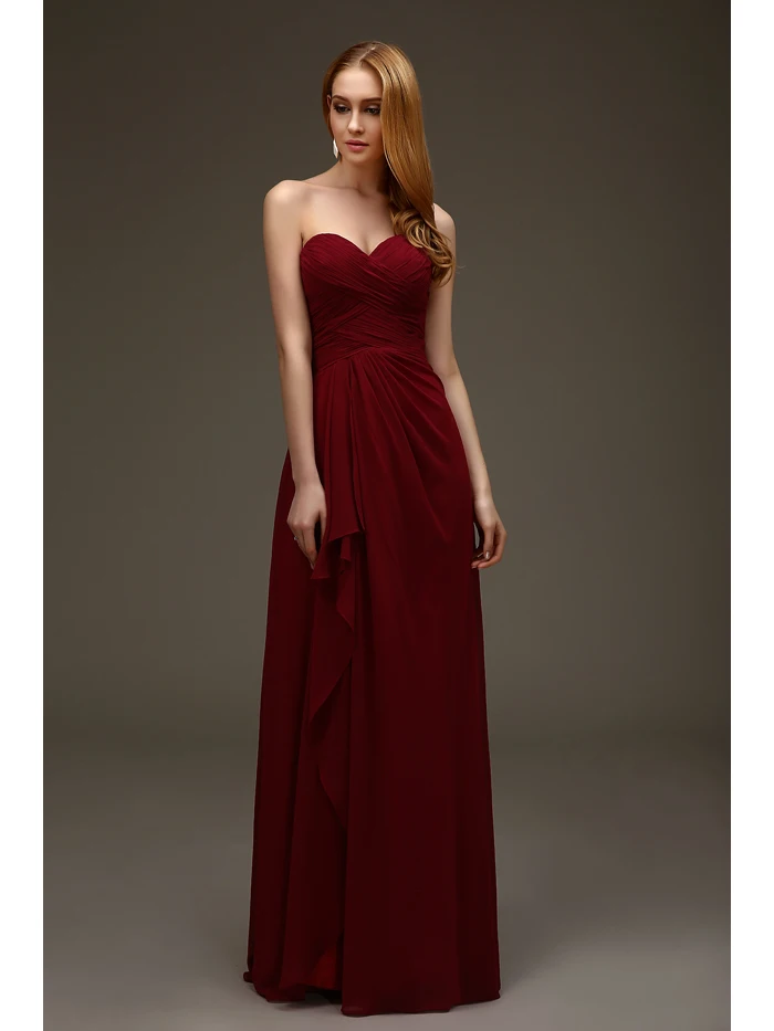 Side Split Evening Dresses Real Images Dark Red Sweetheart Everning ...