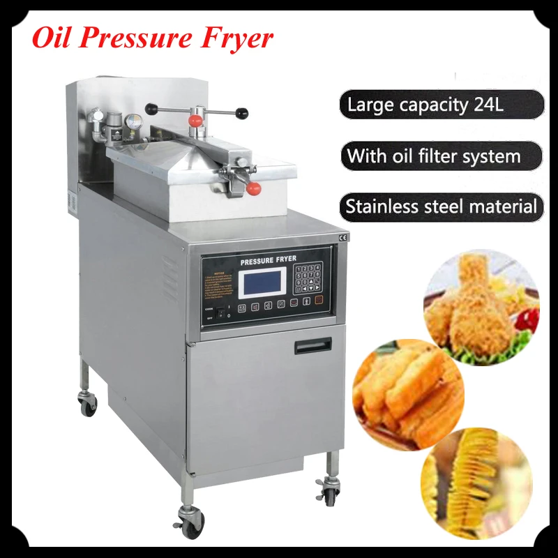 1pc 24l Gas Fryer Computer Control Digital Lcd Kfc Chicken Oil Pressure ...