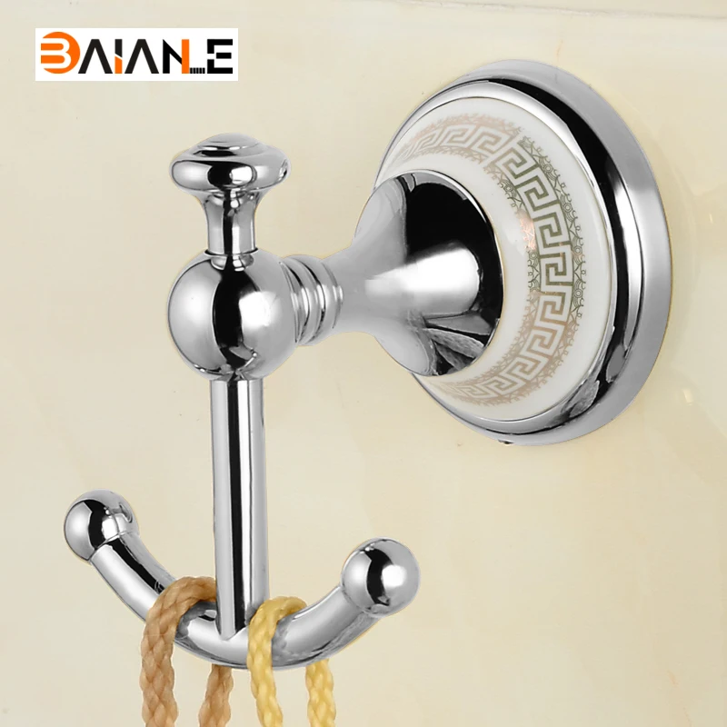 4 Color Ceramics Robe Hook,Clothes Hook Brass Chrome Finish,Elegant ...