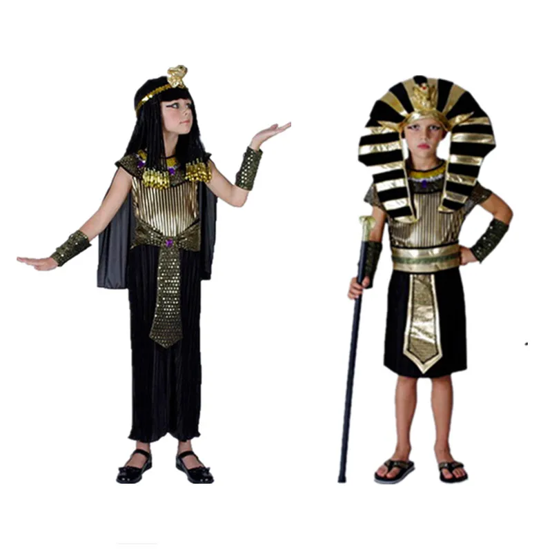 Kids Girls Boys Egyptian Pharaoh Costume Halloween Party Cosplay ...